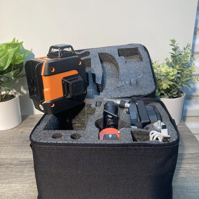 LASER LEVEL GREEN beam 12 Lines 3D Cross Line Laser Self Leveling ...