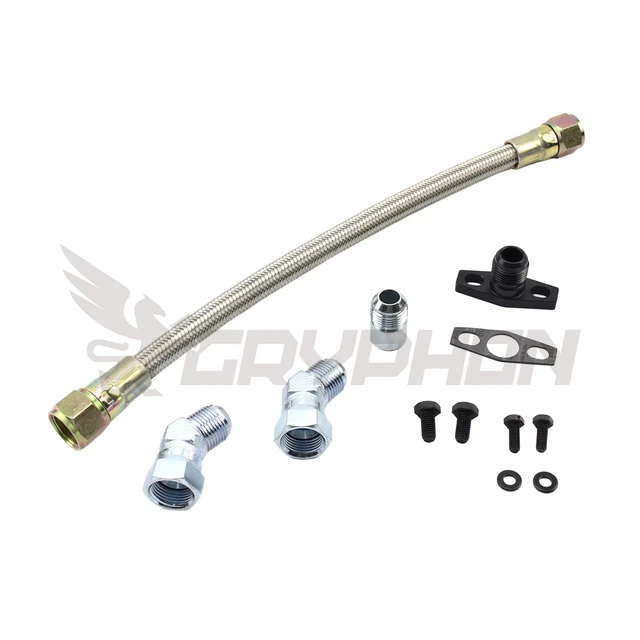 20& 10AN BRAIDED Turbo Oil Return Drain Line Kit Garrett G-Series G25 ...