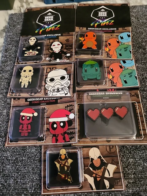 GEEKGEAR PINZ EXCLUSIVE. 7x Assortment of comic/anime/movie/gaming ...