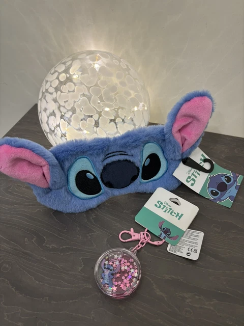 DISNEY STITCH FURRY Eye Mask & Water Filled Glitter Key Ring Bnwt Rrp £ ...