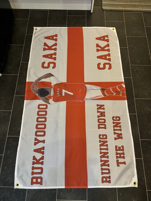 ARSENAL FOOTBALL FLAG 5ft x 3ft The Gunners Arsenal Flag AFC SAKA FLAG ...