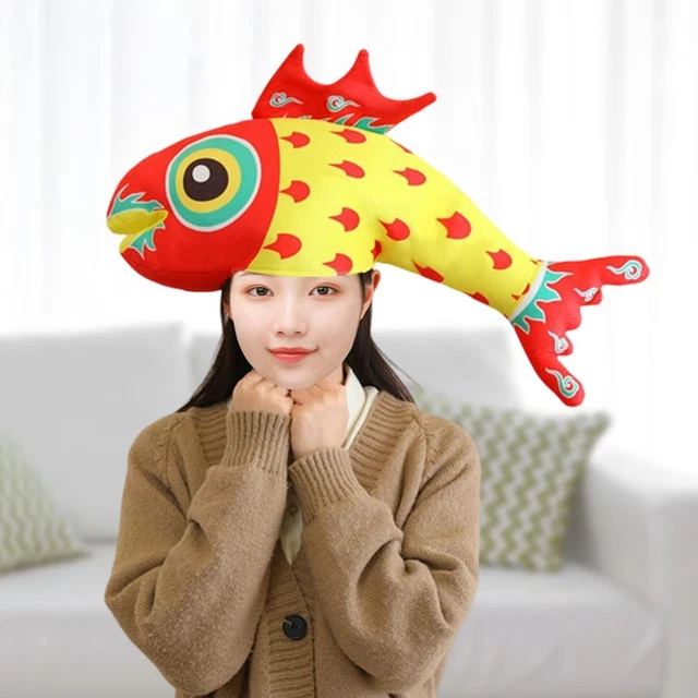 ANIMAL COSTUME HAT Cartoon Plush Cute Fish Headgear for Party Dress up ...