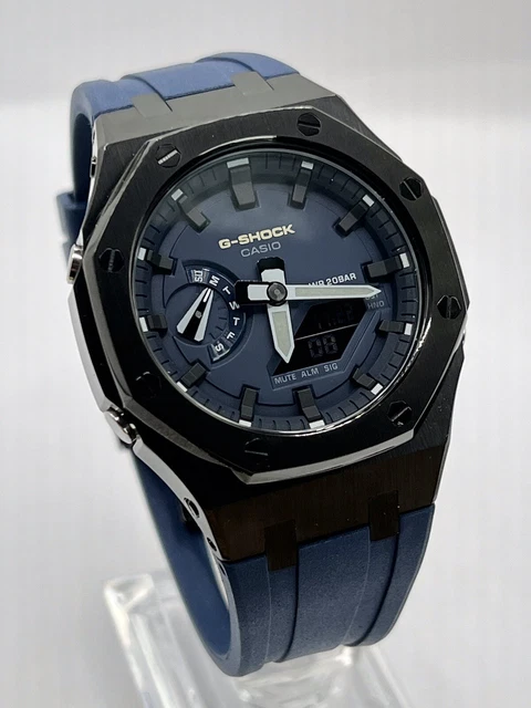 CASIO G-SHOCK GA-2100-ET-2AER-BLUE Rubber Casioak Mod- Blue Dial Black ...