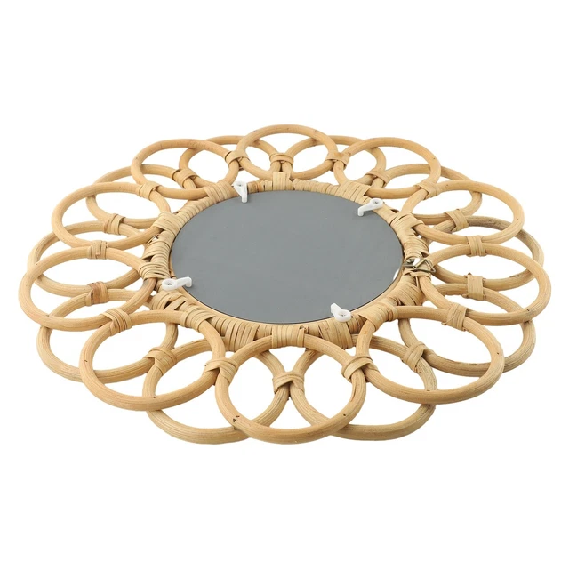 SPECCHIO MATERIALI NATURALI Rattan Innovativo Specchio Trucco Vintage ...