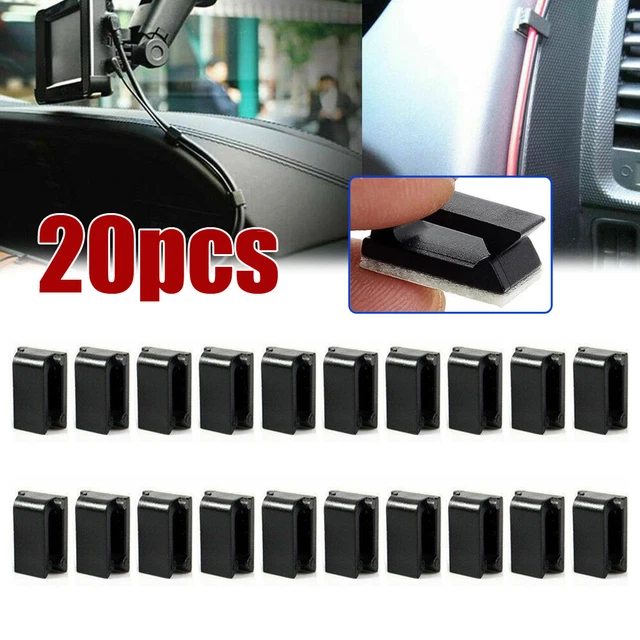 20PCS MINI CAR Wire Clips Rectangle Tie Sticker Self Adhesive Cable ...