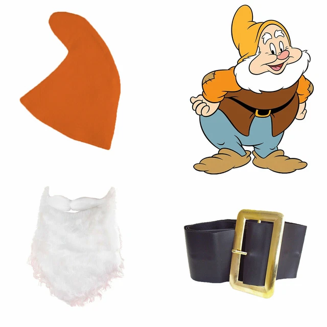 Happy Set Snow White Seven Dwarfs Fancy Dress Hat Beard Belt Costume Cartoon £9 99 Picclick Uk