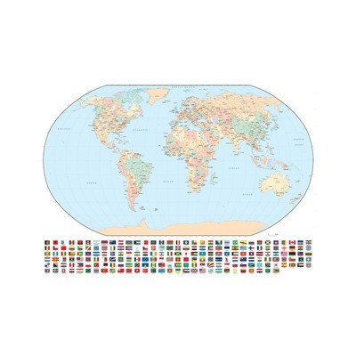WORLD MAP WITH Country Flags Geological Maps Poster Home Decoration A1 ...