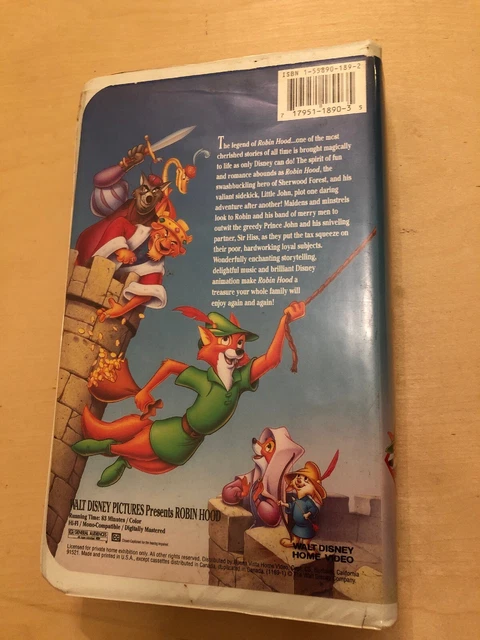 DISNEY'S ROBIN HOOD VHS Classic 1991 black diamond. animated $9.60 ...