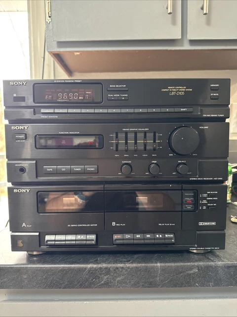 VINTAGE SONY LBT-D105 Hi Fi Stereo Double Deck Receiver System WORKING ...
