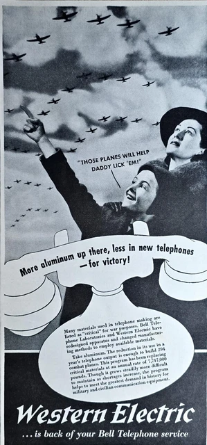 1942 WESTERN ELECTRIC-VICTORY-ALUMINUM-BELL Telephone Print Ad-WWII ...
