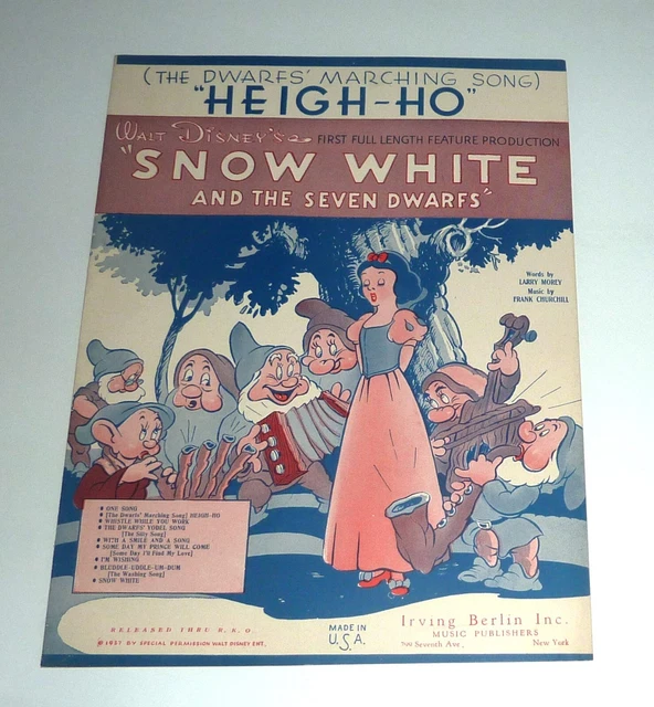 SHEET MUSIC / Walt Disney's Snow White And The Seven Dwarfs "Heigh-Ho" (1938) EUR 27,61 ...
