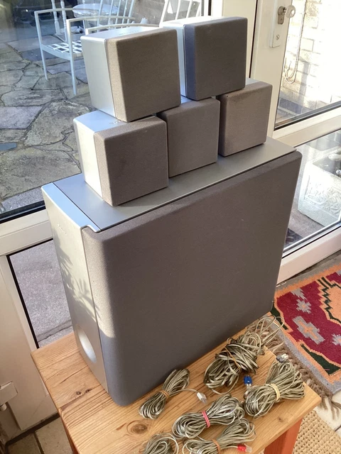 SONY SS-WS9 SUBWOOFER and 5 Speaker System Bundle with Cables, as seen ...