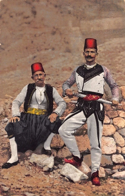 ALBANIAN FOLK COSTUME National Dress Men Fez Sword Tirqe pants Sash ...