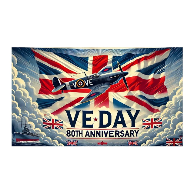 2025 VE DAY 80th Anniversary Flag 80 Years Victory In Europe Flag ...