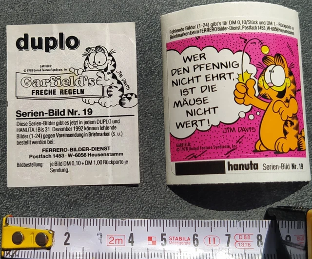 HANUTA DUPLO STICKER Garfield's Freche Regeln Nr. 19 Wer den Pfennig ...