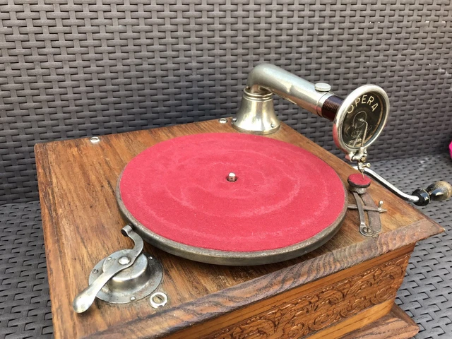 PHONOGRAPHE GRAMOPHONE OPERA ancien En Bois disque saphir fonctionne ...