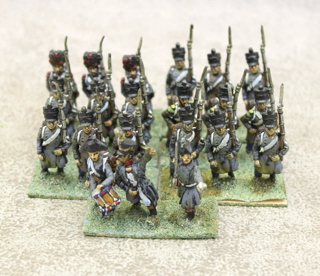 28MM NAPOLEONIC METAL FRENCH INFANTRY x21 Well Painted in Greatcoat ...