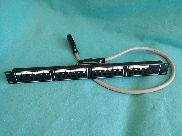 22 PORT PATCH Panel RJ45 Cat6 1U Rackmount Ethernet Bay with cable $65. ...