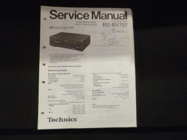 ORIGINAL SERVICE MANUAL Schaltplan Technics RS-DC8 EUR 12,50 - PicClick DE