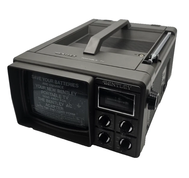 BENTLEY DELUXE PORTABLE 5 Inch Black And White Television TV Model 100 ...