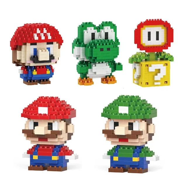 SUPER MARIO BROS Lego Building Blocks Figures Bowser Luigi Yoshi Puzzle ...