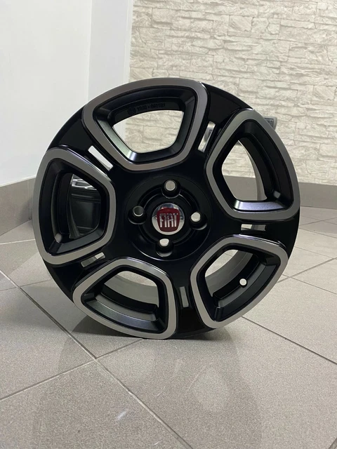 4 CERCHI IN lega per Fiat Panda 500 da 14 modello LIFE nero diamantato ...