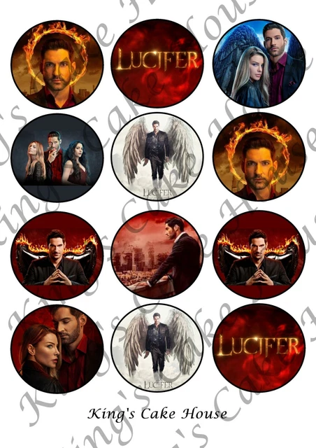LUCIFER CUPCAKE TOPPERS, edible icing sheet birthday cake topper ...