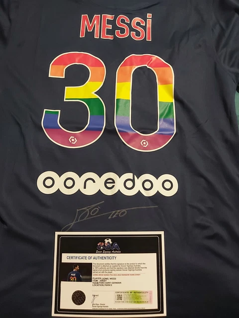 LIONEL MESSI SIGNED Psg Home Rainbow Edition 2021-2022 Jersey+Coa EUR ...