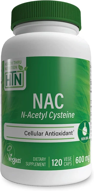 HEALTH THRU NUTRITION Nac (N-Acétyl Cystéine) 600mg 120 Veggie Capsules ...