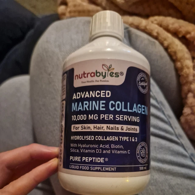 LIQUID MARINE COLLAGEN Peptides Drink 10000mg Type 1 & 3 500ml ...