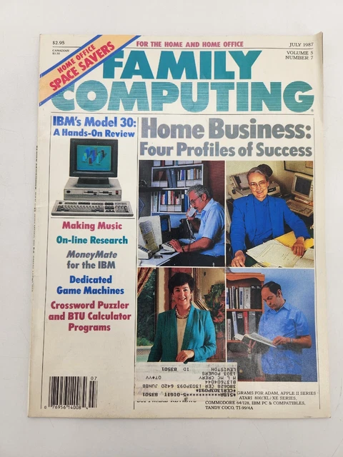 JULY 1987 FAMILY Computing Magazine, Home Business, IBM Model 30, Space ...