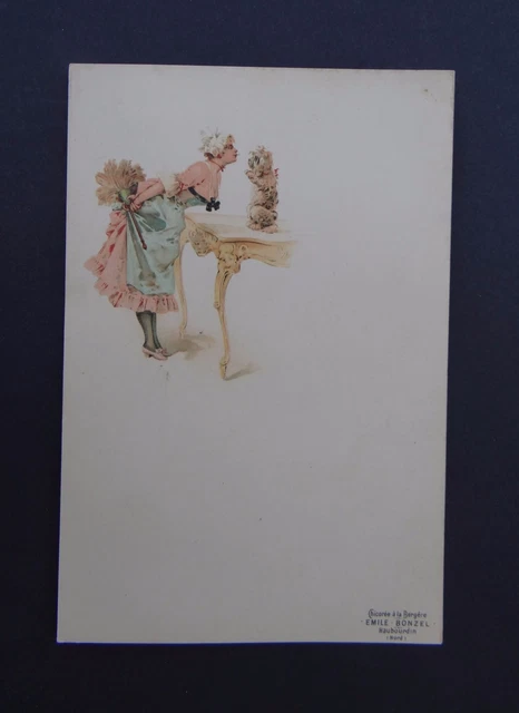 CARTE DE TABLE menu CHICOREE Emile BONZEL chien dog French card ...