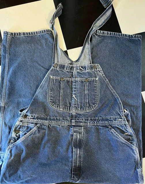 VINTAGE SEARS ROEBUCKS Denim Overalls Rockabilly Grunge Dark Wash 42 x ...