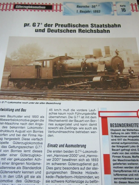 DAMPFLOK MIT RISSZEICHNUNG G16 pr. G7 preußische Staatsbahn BR 56.0,2 ...