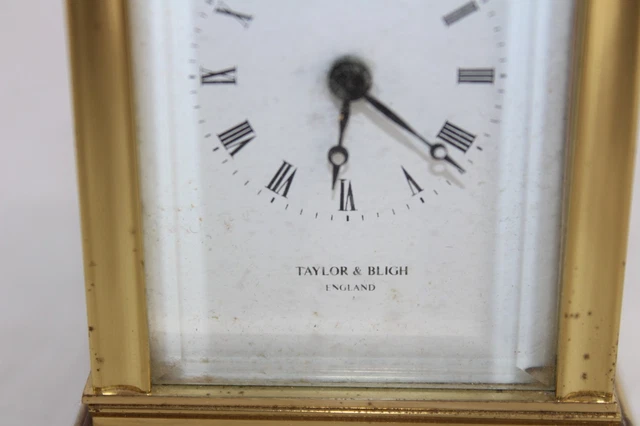 A VINTAGE TAYLOR & Bligh England Miniature French Brass Carriage Clock ...