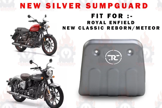 SILVER SUMP GUARD "Royal Enfield Meteor 350 / New Classic Reborn 350 ...