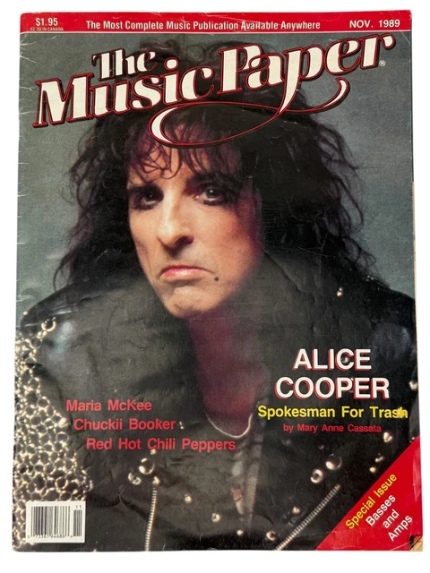 ALICE COOPER 1989 November THE MUSIC PAPER Magazine TRASH Red Hot Chili ...