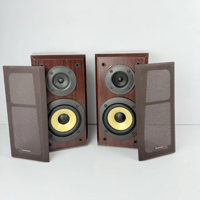 VINTAGE TECHNICS SB-HD350 Bookshelf Speakers Mahogany Brown 60W 6 Ohm w ...