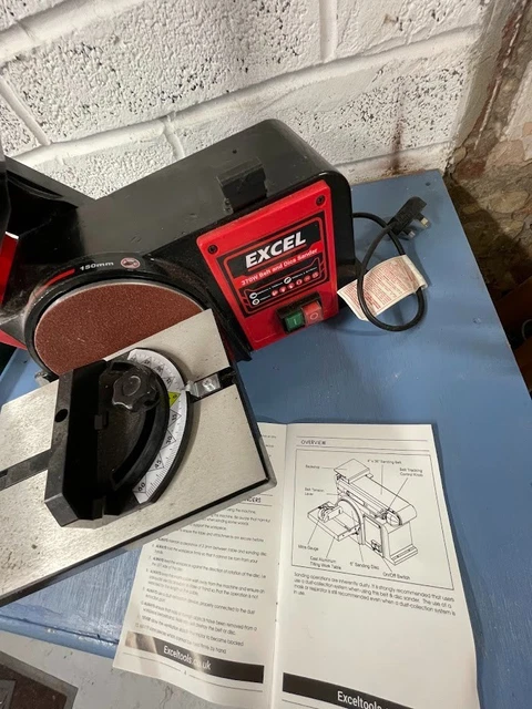 EXCEL BELT & Disc Sander 370W Bench Mounting Wood working Tilt 90 ...