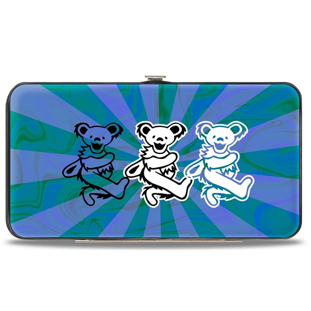 HINGED WALLET DANCING Bear Trio Rays/Swirl Blues/Purples/Black/White ...