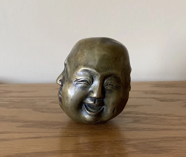 VINTAGE BRONZE STATUE Four Faces of Buddha Showing the Four of Lifes ...
