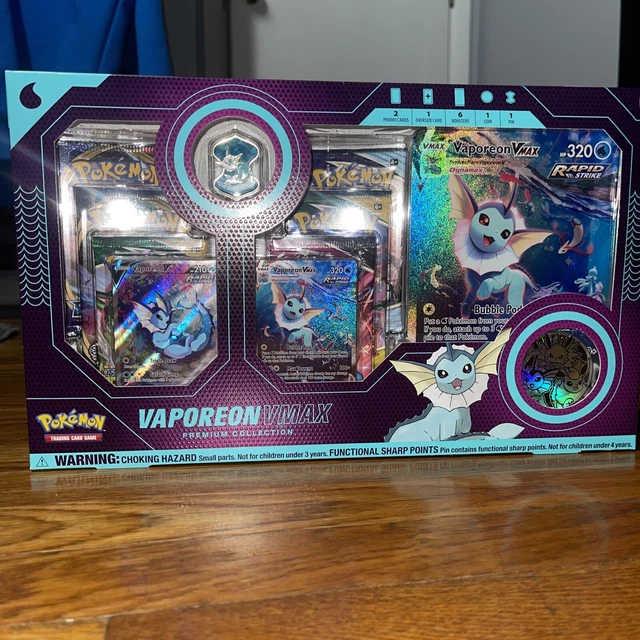 POKEMON TCG: VAPOREON VMAX PREMIUM COLLECTION BOX - Factory Sealed ...