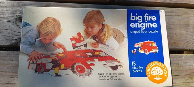 BIG FIRE ENGINE Shape Floor Puzzle 15 Chunky Pieces Orchard Toys 1986 ...