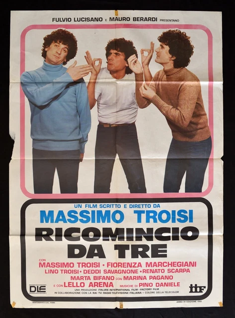 MANIFESTO RICOMINCIO DA TRE massimo troisi pino daniele 1 edizione 1981 ...