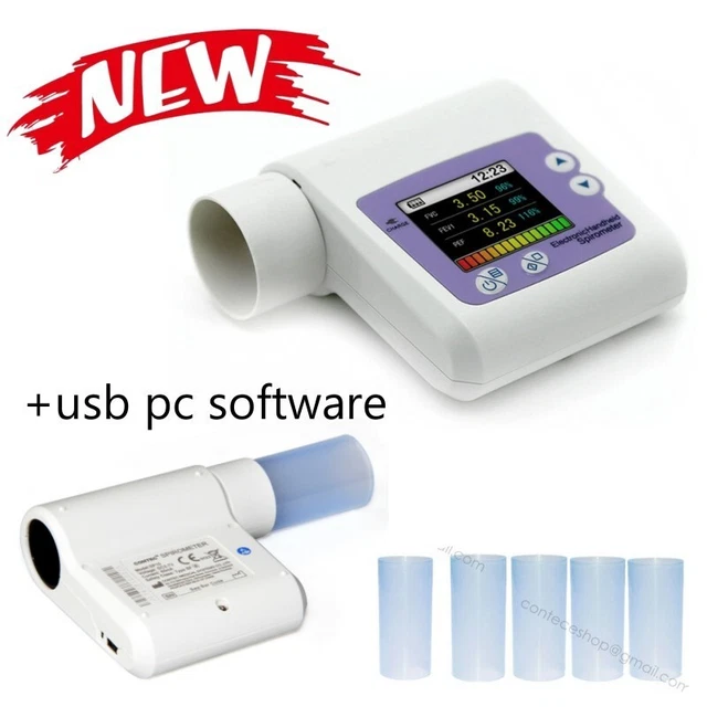HANDHELD SPIROMETER DIGITAL Lung Volume Meter Pulmonary Machine, USB PC ...