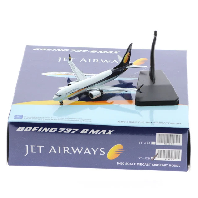 1:400 JC WINGS Jet Airways Boeing737-8 Max Diecast Models XX4063 ...