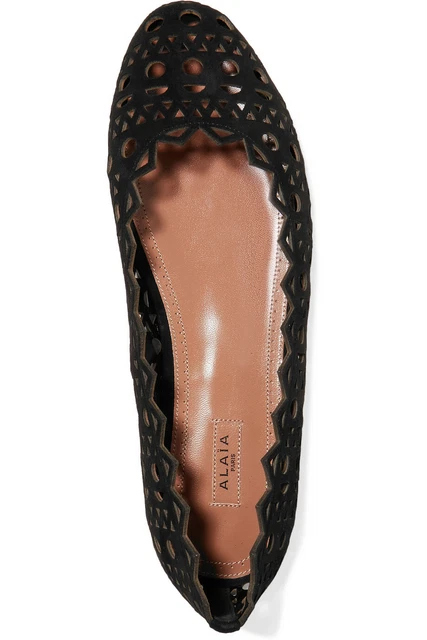 NEW ALAIA BLACK Laser-cut suede ballet flats Sz 37 £200.00 - PicClick UK