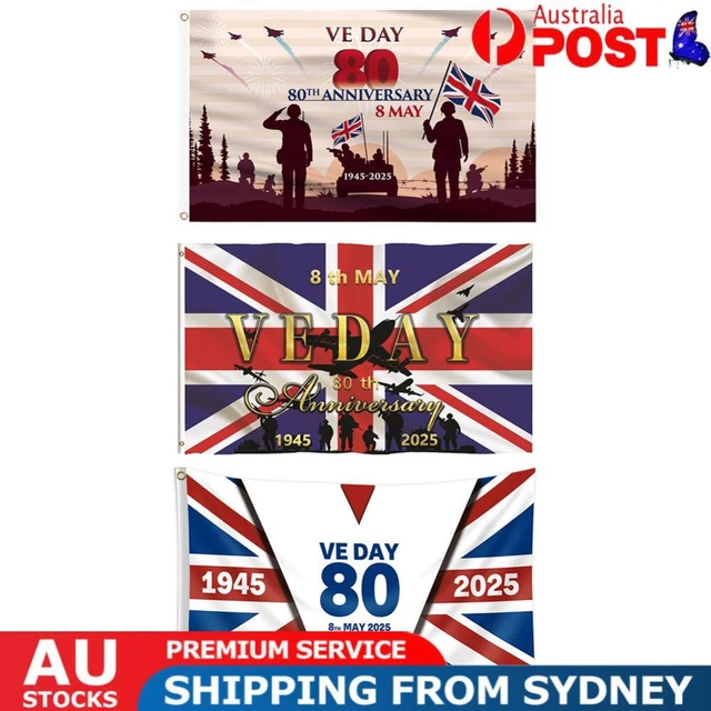 2025 VE DAY 80th Anniversary Flags 3x5 Ft Memorabilia Flag with Brass ...