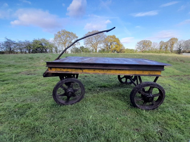 VINTAGE FOUR WHEELED Industrial Trolley/Cart/Dray/Bogey*** £695.20 ...