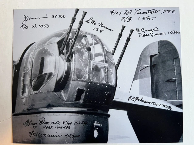 “REAR TURRET” PHOTO Signed 7 WW2 RAF Bomber Command Rear Gunner ...